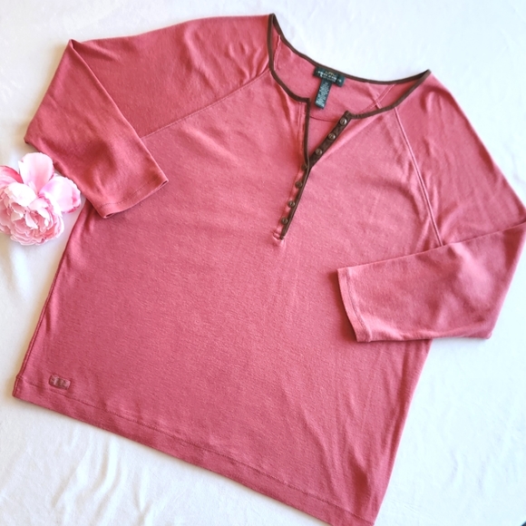 Lauren Ralph Lauren | Tops | Lrl 34 Henley Top Faux Suede Trim 2x ...